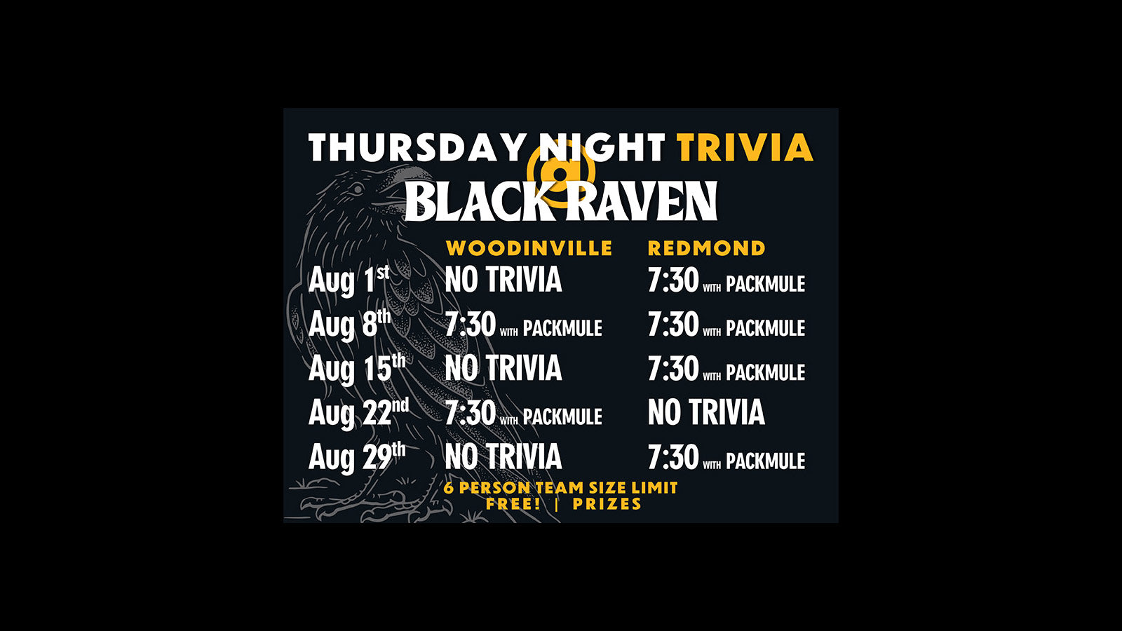 ALL BLACK RAVEN EVENTS – Black Raven Brewing Co.